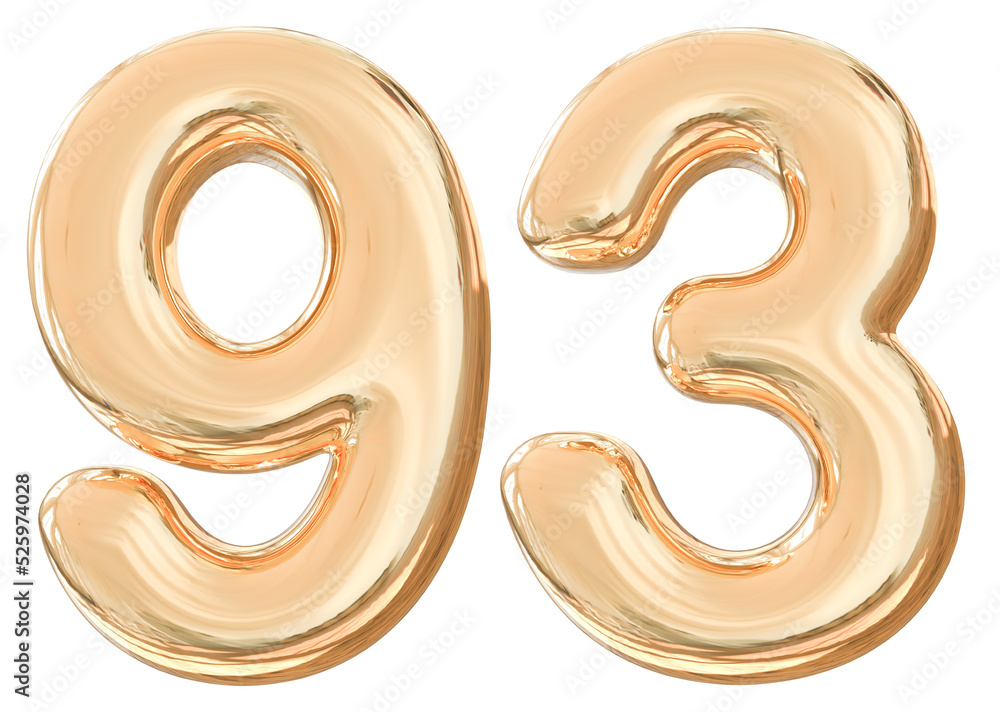 3d golden number 93 Stock Illustration | Adobe Stock