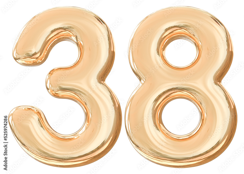 3d golden number 38 Stock Illustration | Adobe Stock