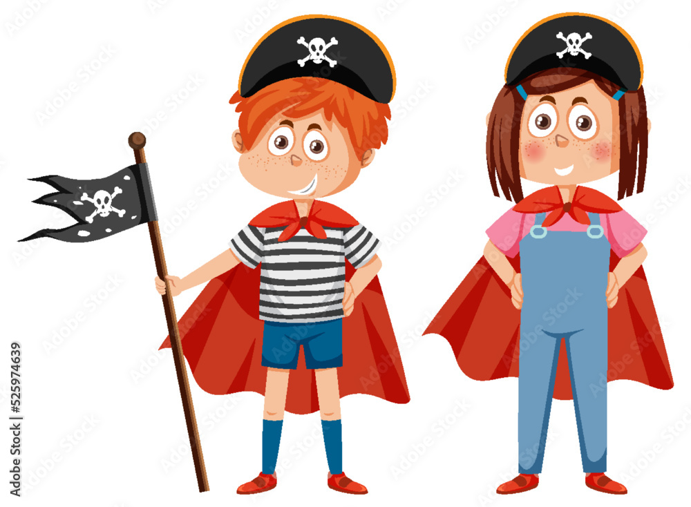 Children cartoon character in pirate outfits Stock Vector | Adobe Stock