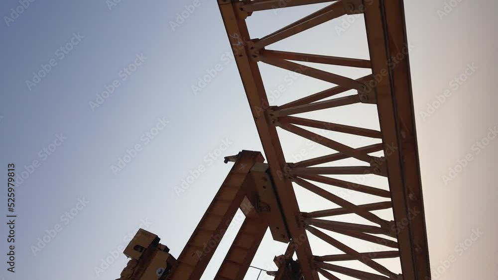 Vertically frame video. This is the steel structure of a launcher ...
