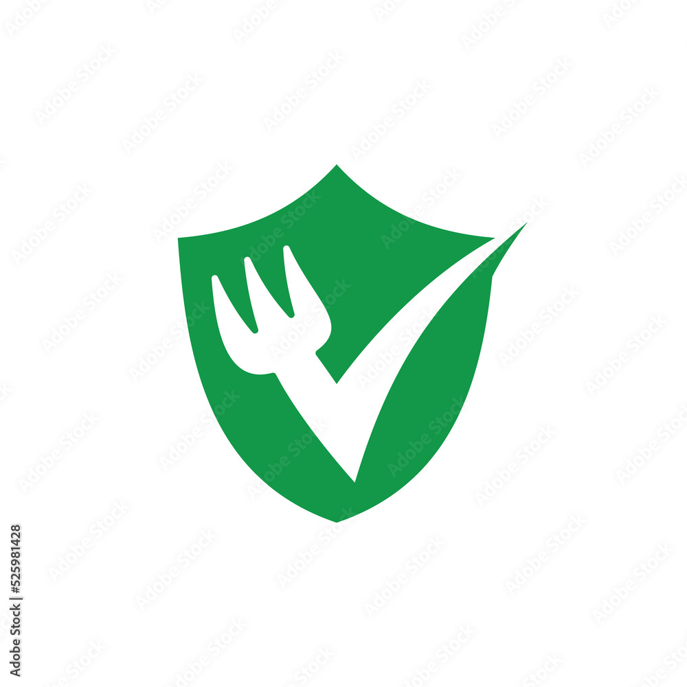 shield check fork food certified approved logo vector icon illustration ...