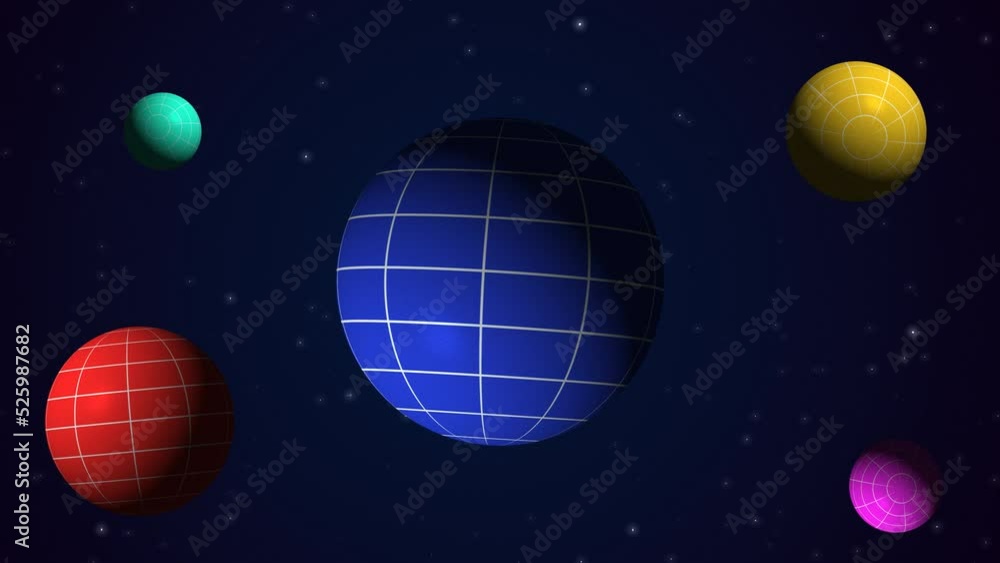 Rotating Spheres or Planets animation with the light on them with added NOISE TEXTURE and ...
