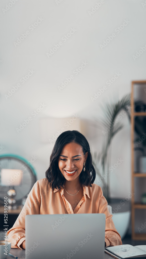 Female marketing agent networking online on laptop, planning with ...