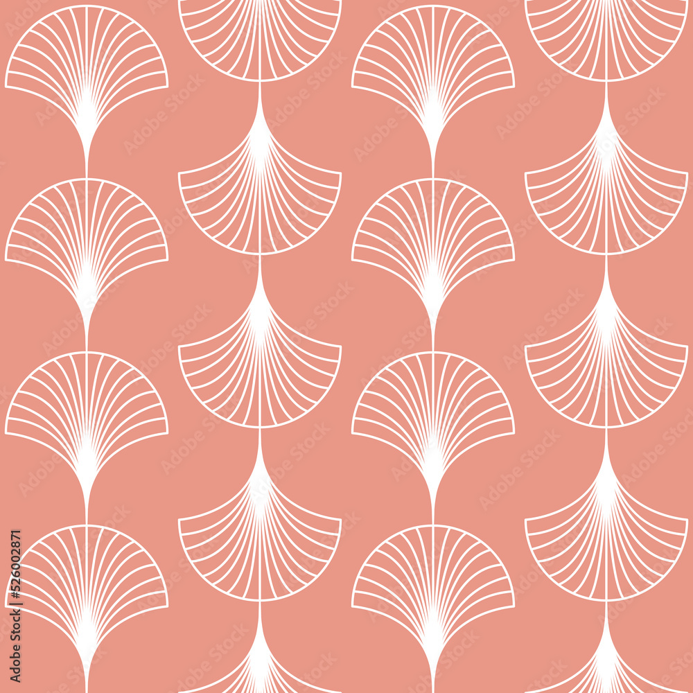 Pink monochrome fan art deco seamless pattern for textile and elegant ...
