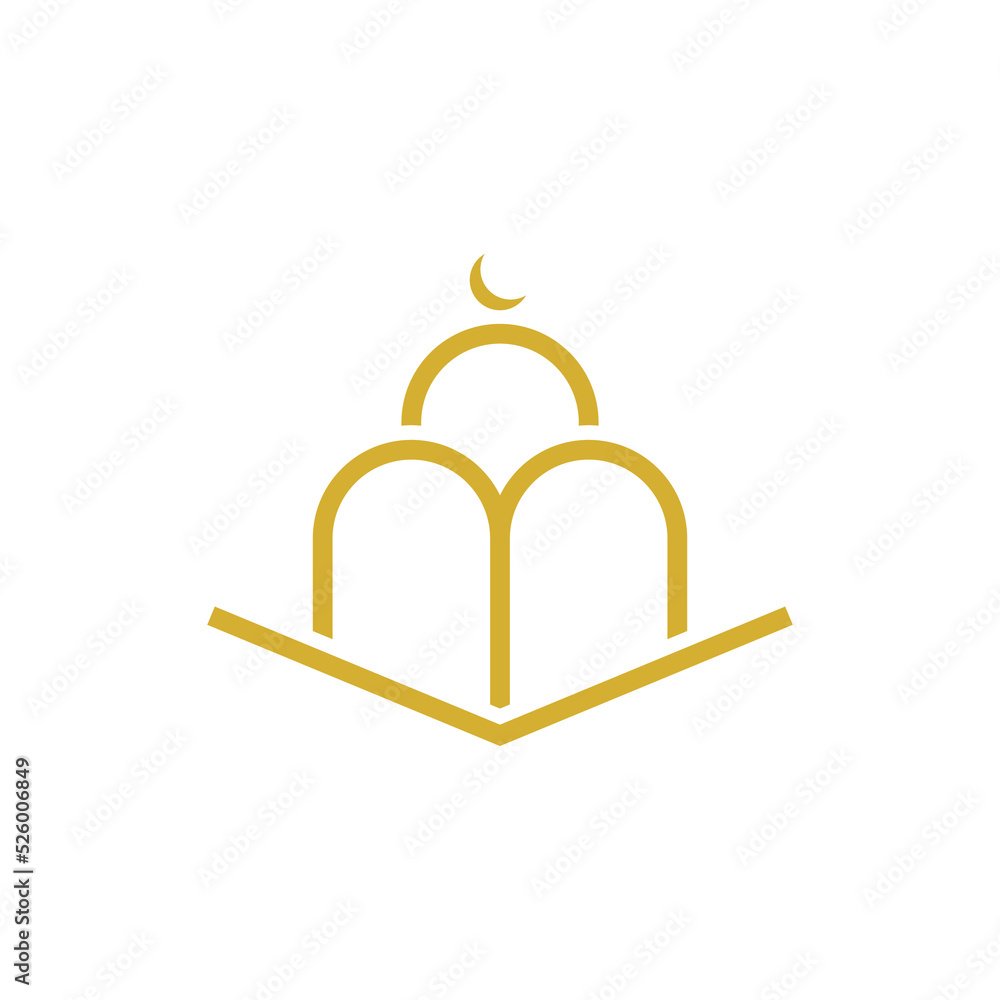 Mosque with Quran and crescent Islamic schoolar logo design vector ...