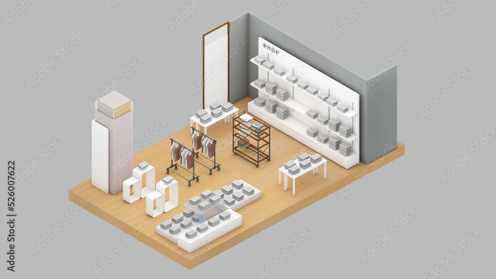 Isometric view of a clothing store,shopping malls, 3d rendering. Stock ...