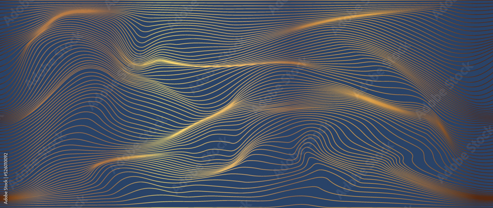 Abstract seamless background vector. Luxury blue wallpaper with gold ...