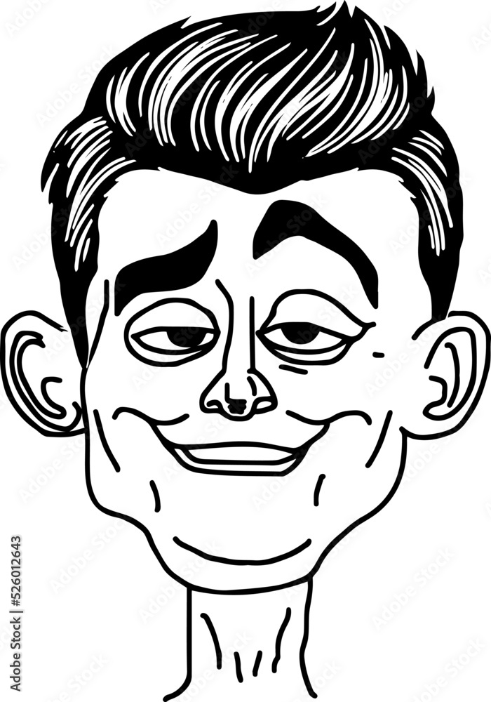 Funny man face mascot, laughing man face doodle, amusing man face ...