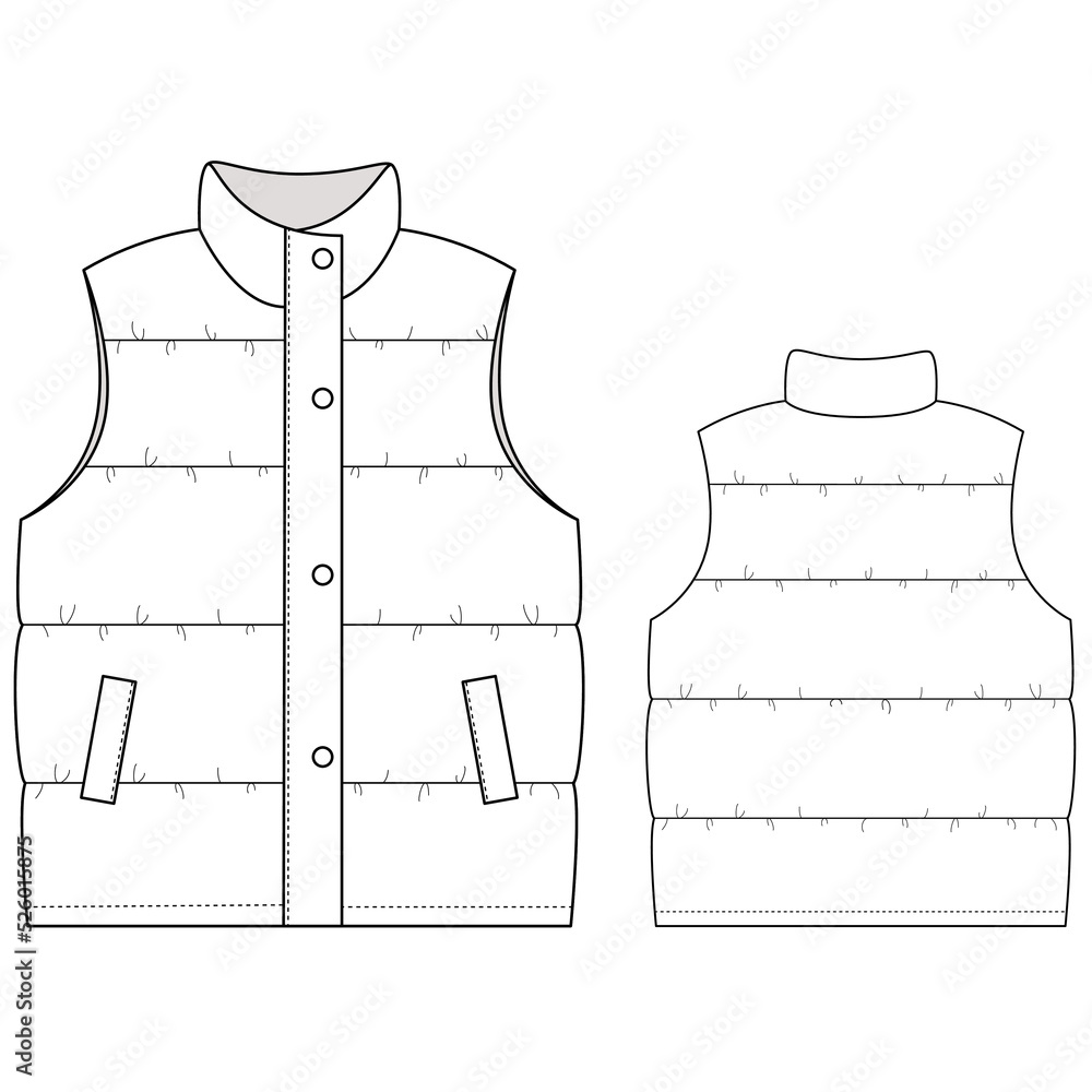 Oversized grosgrain-trimmed quilted vest. Vector Illustration isolated ...