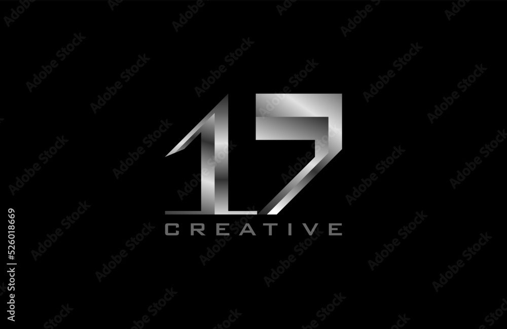 Number 17 Logo. number 17 with silver colour, usable for anniversary ...