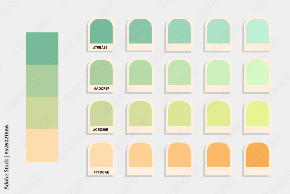Green orange color palette vector, spring colors catalog, design and ...