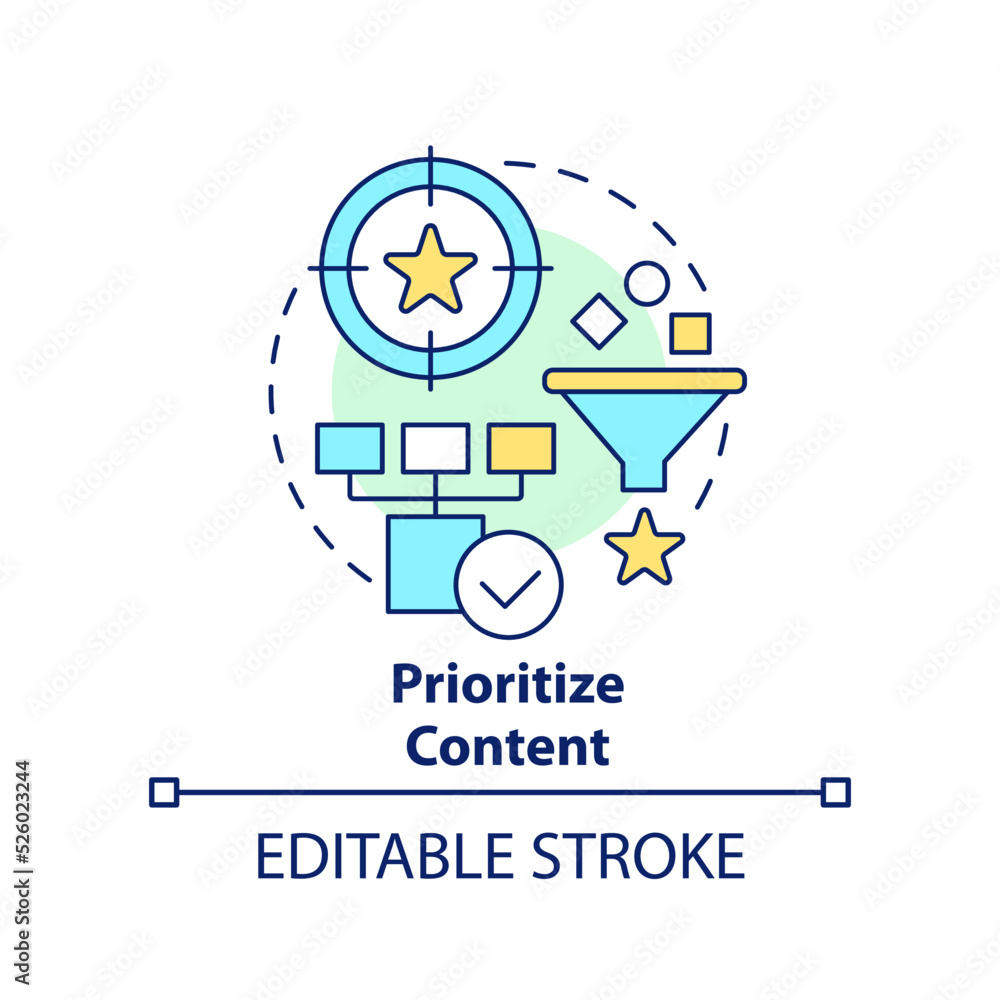 Prioritize content concept icon. Information hierarchy. Mobile design ...