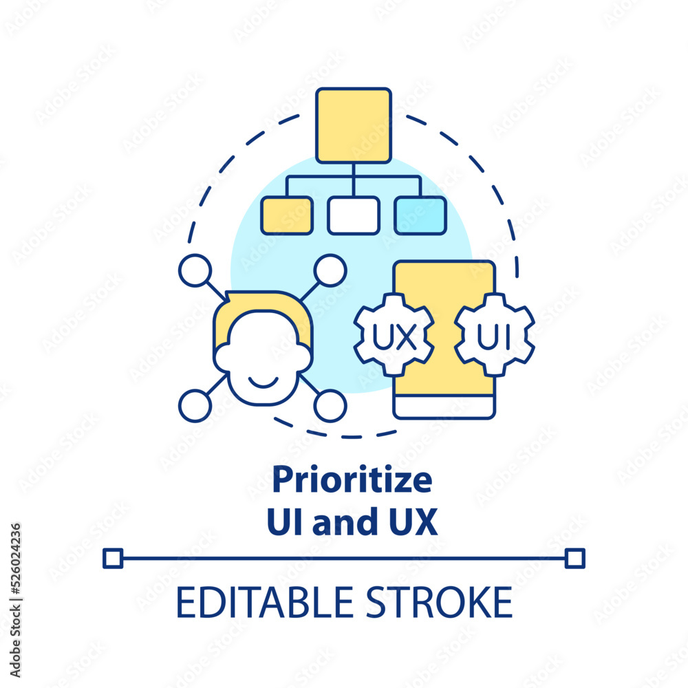 Prioritize UI and UX concept icon. User experience. Mobile website ...