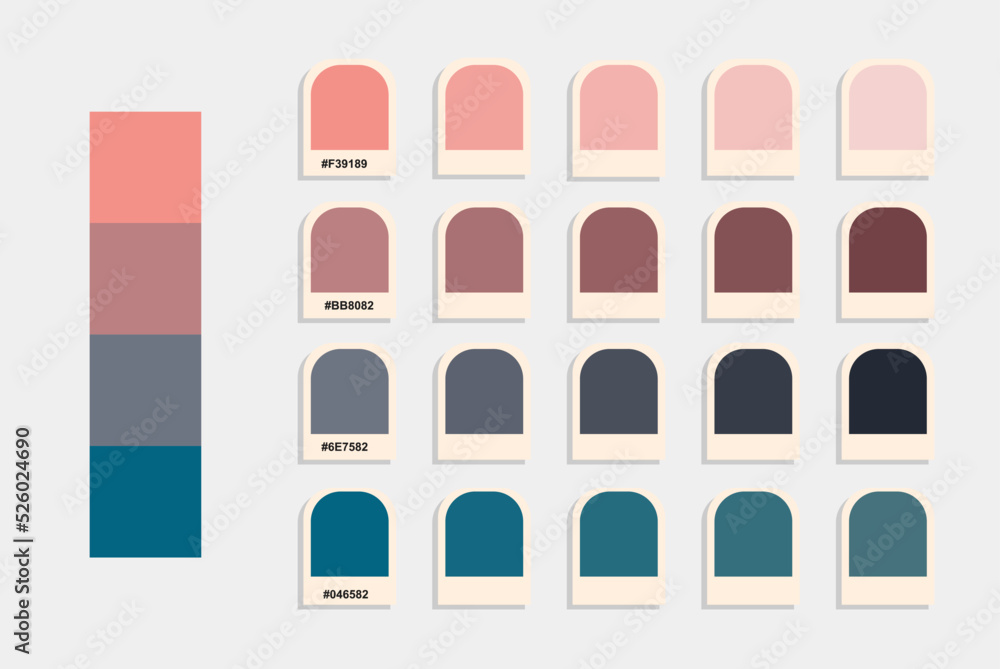 Pink blue color palette vector, sunset colors catalog, design and edit ...