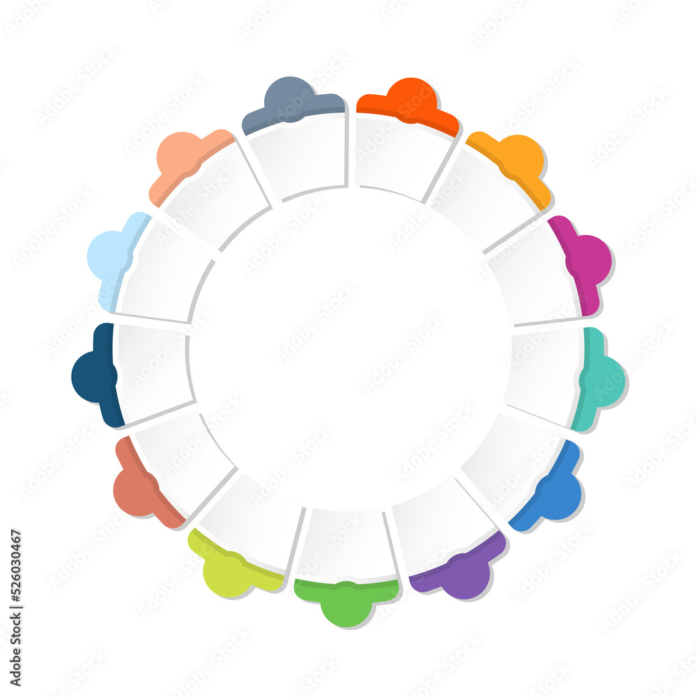 Basic circle infographic template with 13 steps, process or options ...