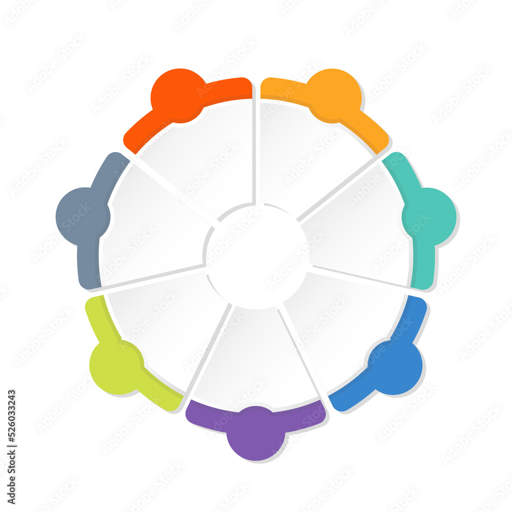 Basic circle infographic template with 7 steps, process or options ...
