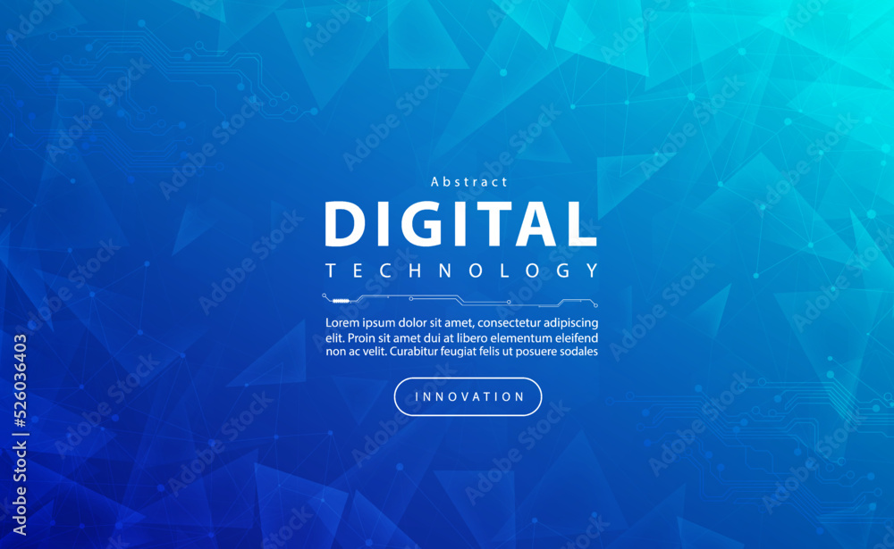 Digital technology banner blue green background concept, technology ...