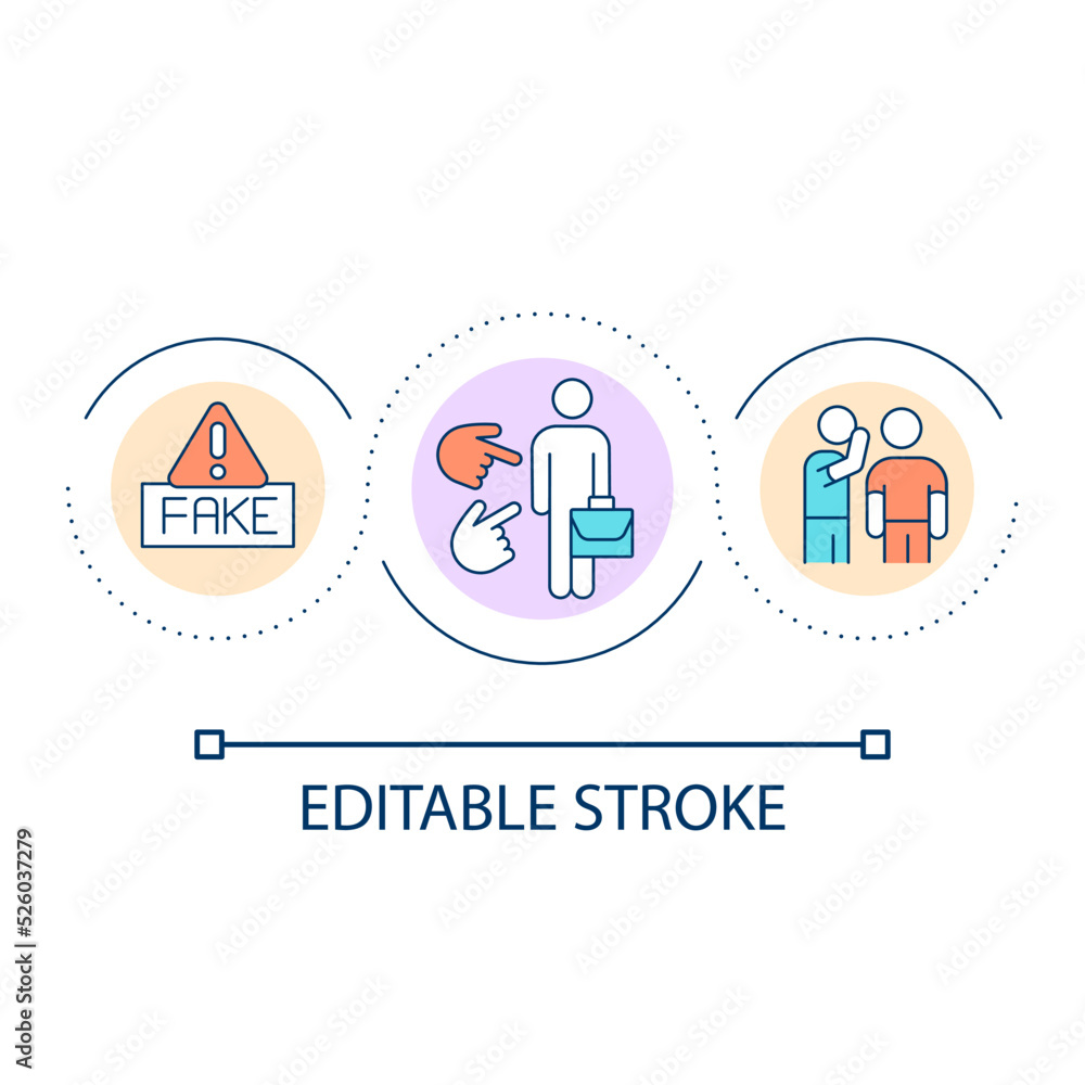 Fake rumors at work loop concept icon. False gossip. Offensive and ...