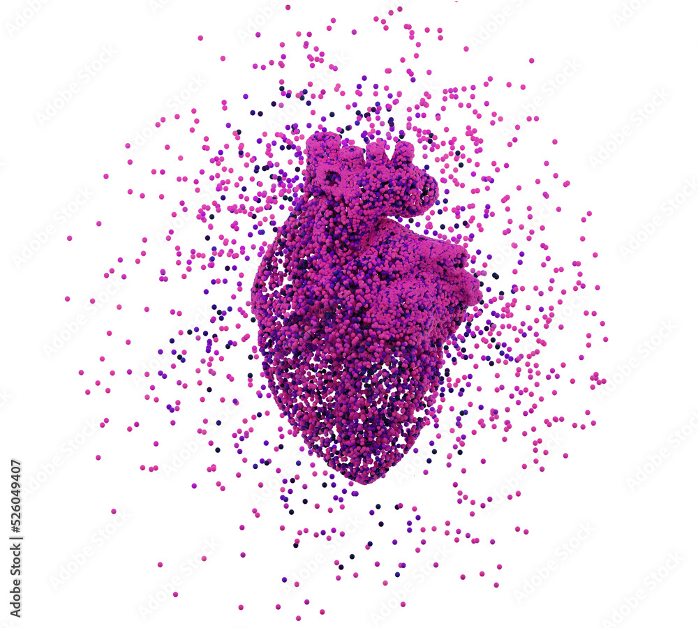 human heart. 3d particles render Stock Illustration | Adobe Stock