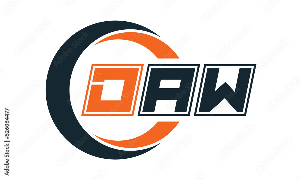 DAW three-letter circle logo design. custom font logo vector template ...