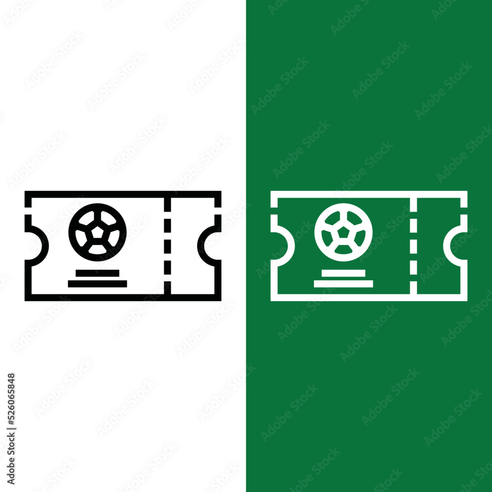 Football or Soccer Ticket icon in Outline Style. a ticket with soccer ...