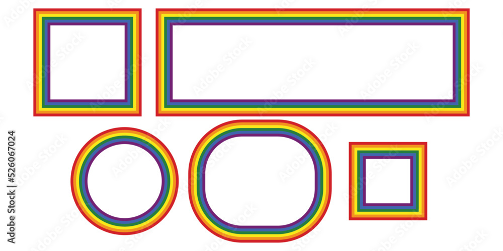 Flag LGBT icons, round and squared frames. Template border, vector ...