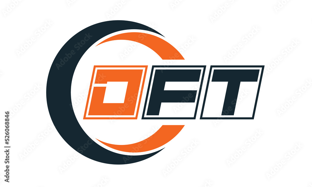 DFT three-letter circle logo design. custom font logo vector template ...