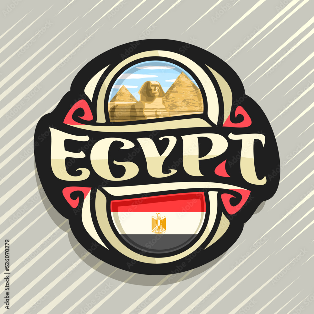 Vector logo for Egypt country, fridge magnet with egyptian state flag ...