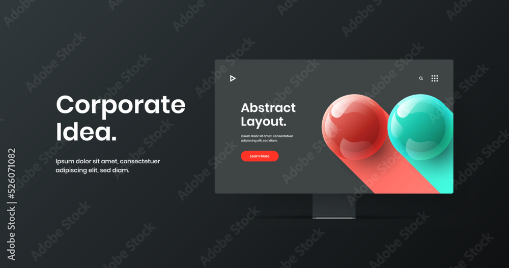 Premium monitor mockup presentation layout. Simple site vector design ...