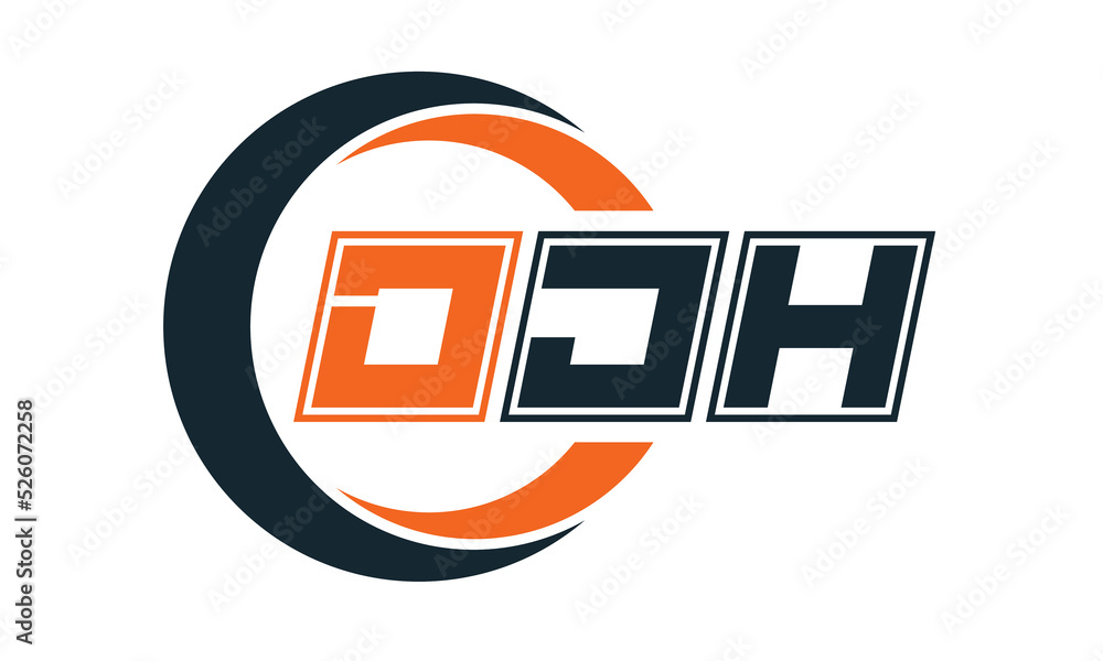 DJH three-letter circle logo design. custom font logo vector template ...