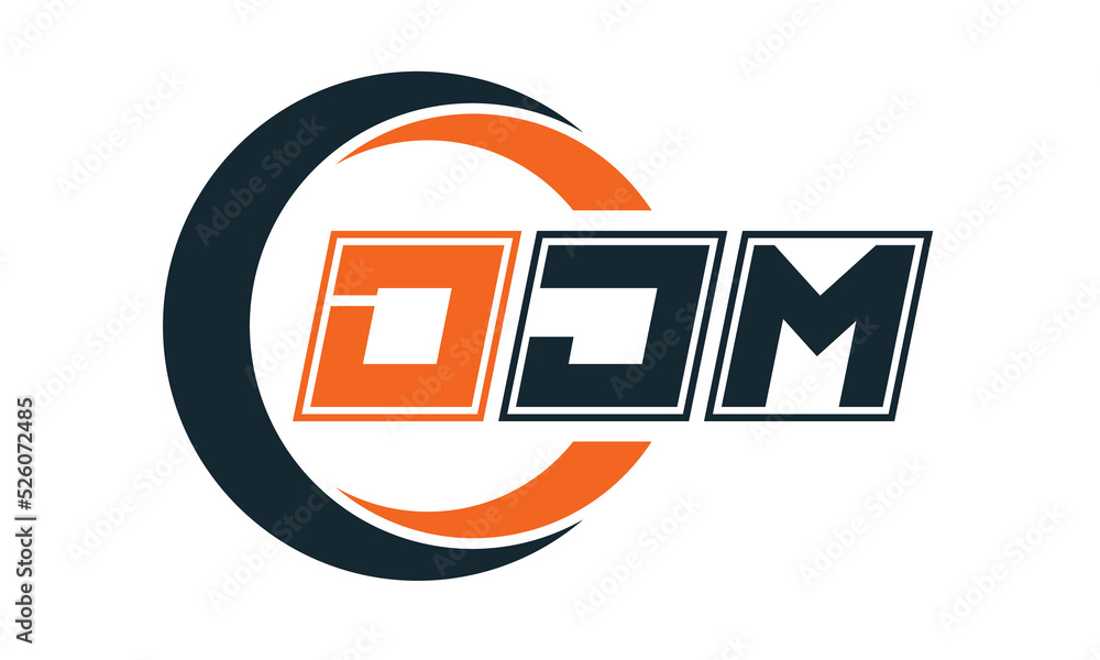 DJM three-letter circle logo design. custom font logo vector template ...