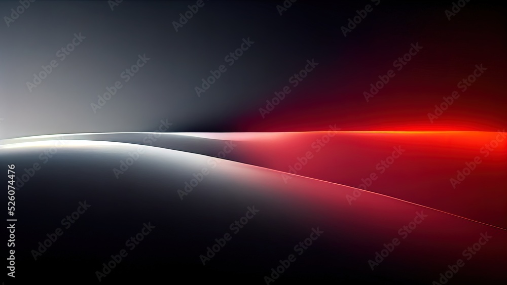 Neon red light in space. Abstract red and black wallpaper. 3D render of ...