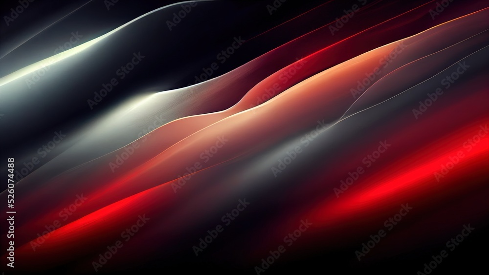 Neon red light in space. Abstract red and black wallpaper. 3D render of ...