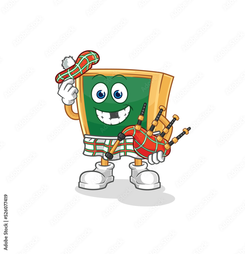 blackboard scottish with bagpipes vector. cartoon character Stock ...