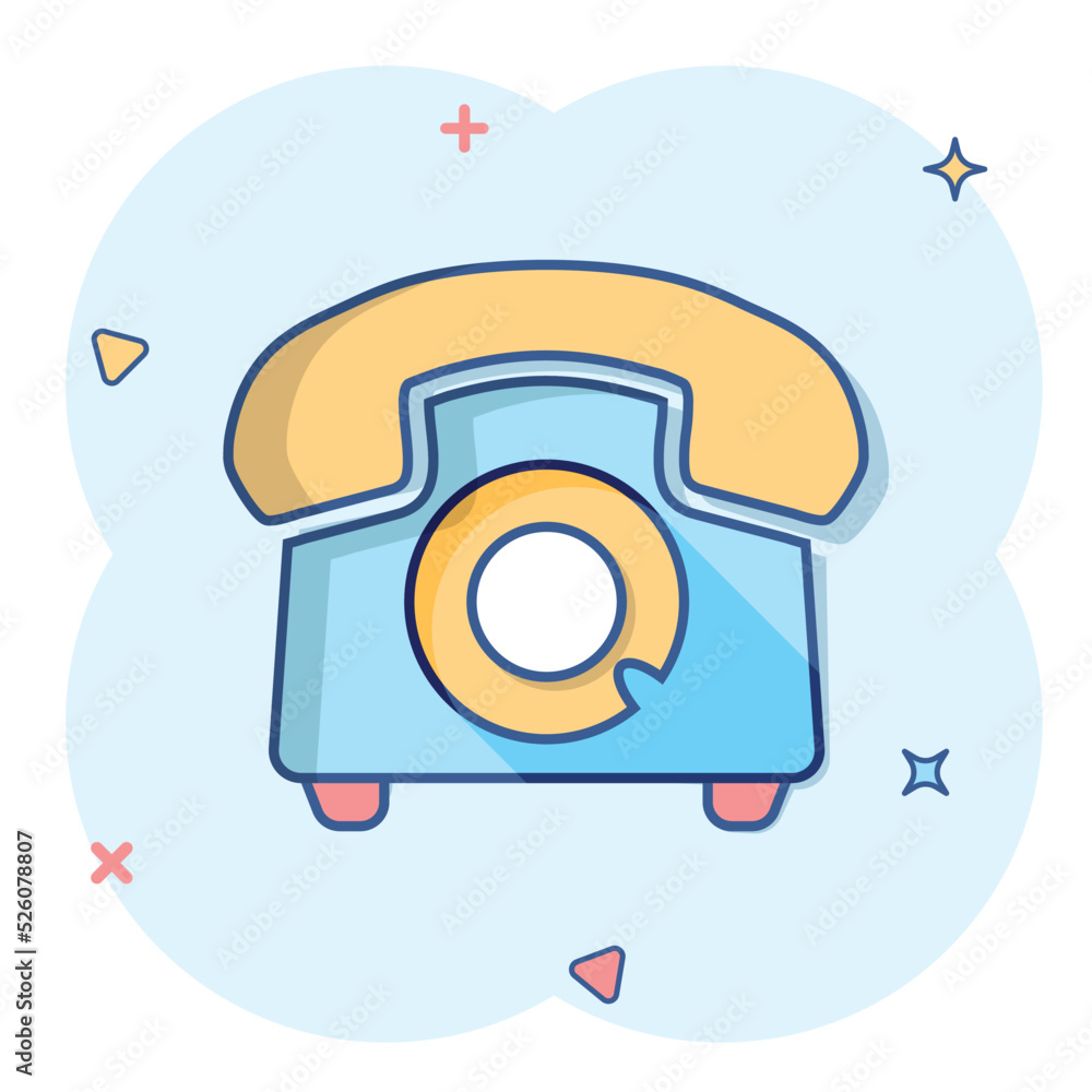 Vector cartoon phone icon in comic style. Telephone sign illustration ...