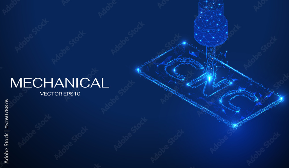 Abstract low poly CNC milling, cutting industrial technology ...