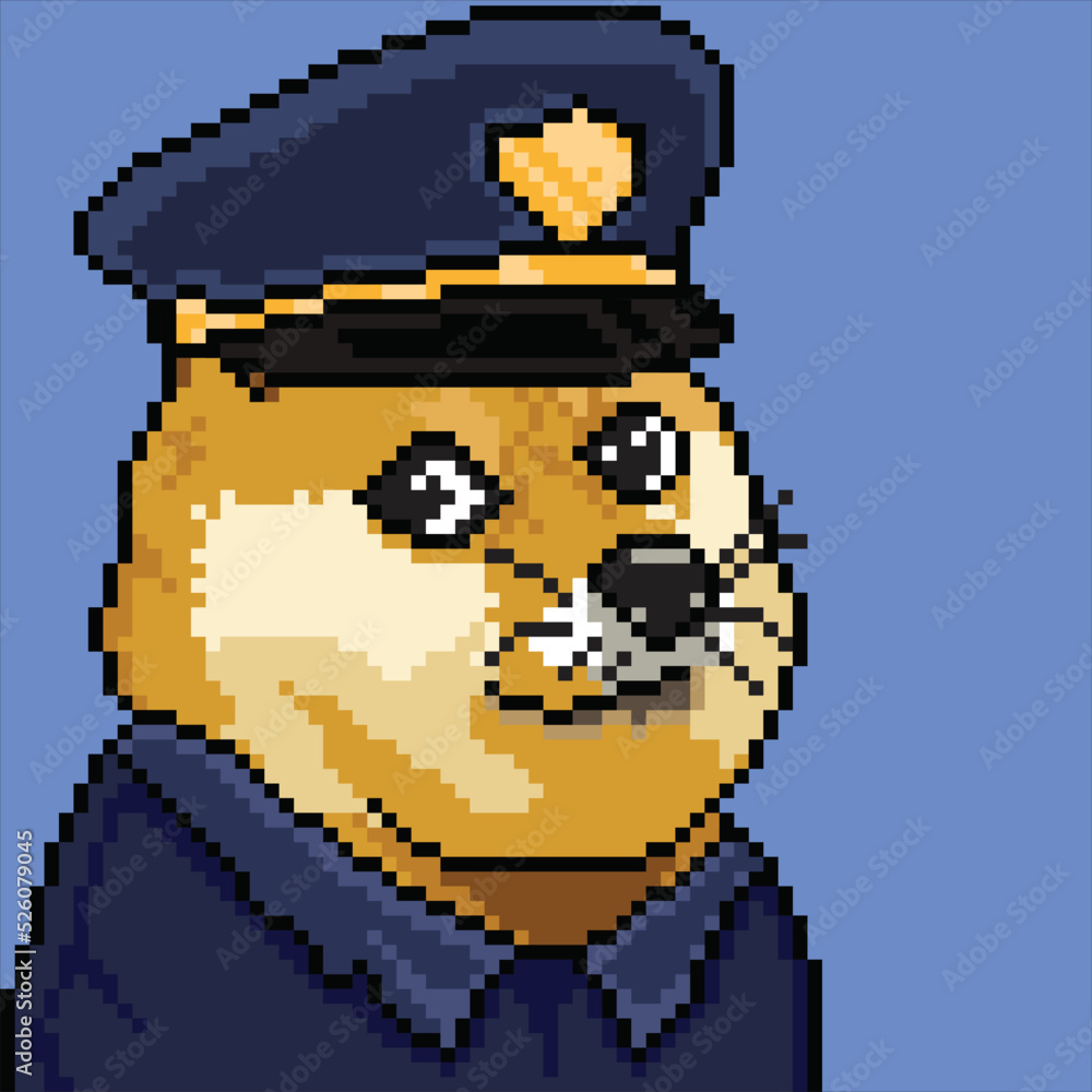 dog character wearing police attribute with pixel art style Stock ...