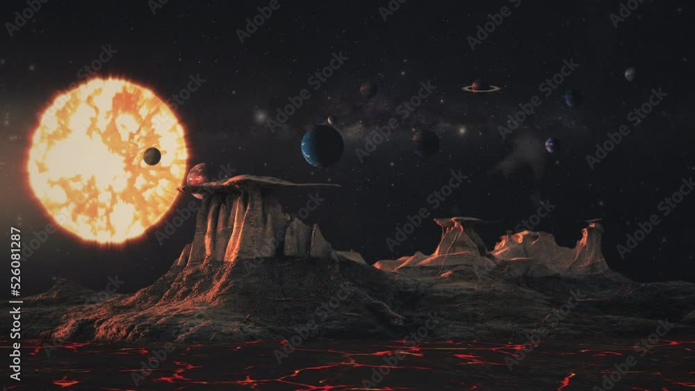 Planet Surface Lava Flow Space Solar System Motion Background ...