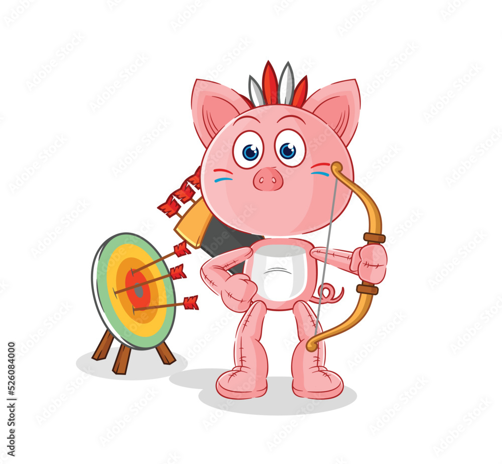 pig native american tribe. cartoon mascot vector Stock Vector | Adobe Stock