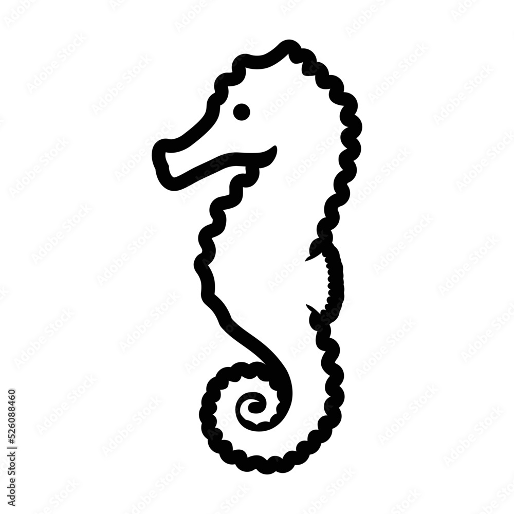 Seahorse or sea horse line art vector icon for wildlife apps and ...