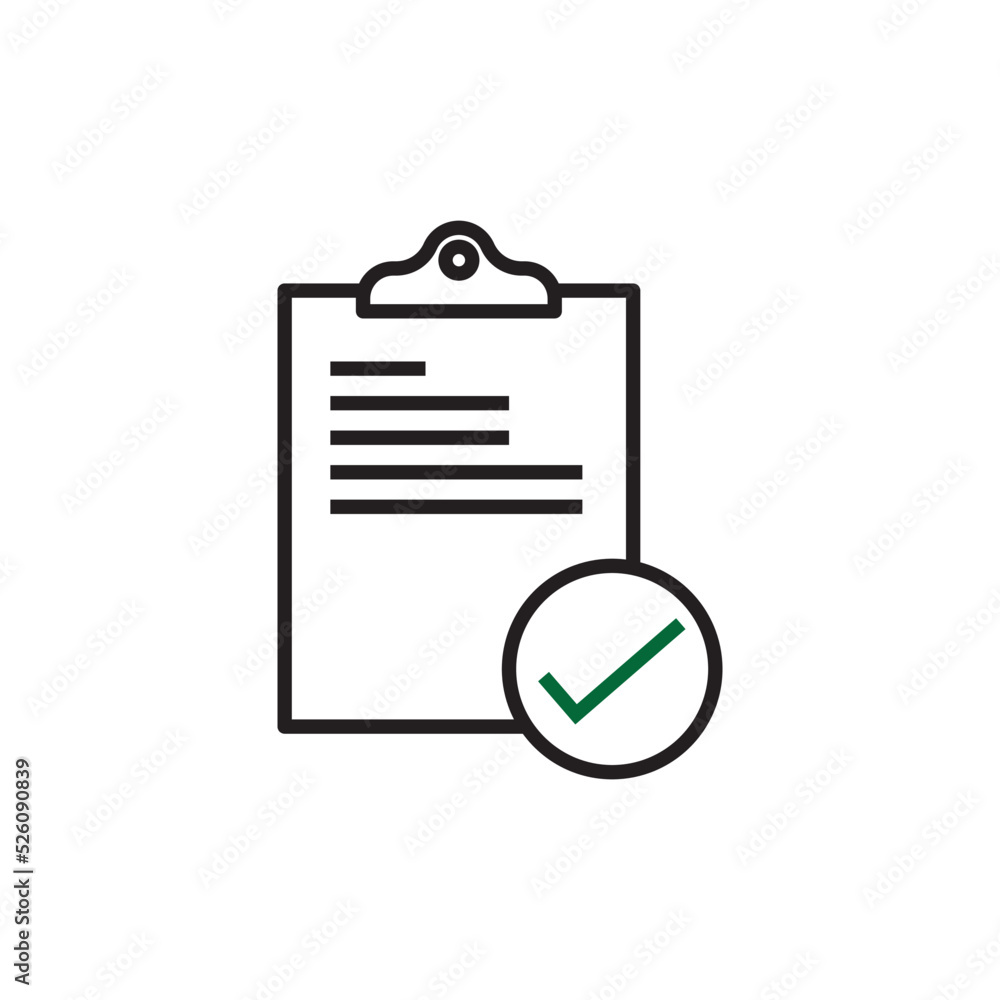 check mark and contract on white background. vector design. Stock ...