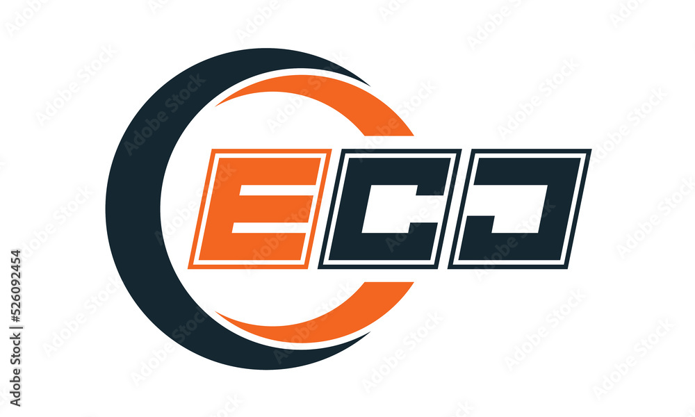 ECJ three-letter circle logo design. custom font logo vector template ...