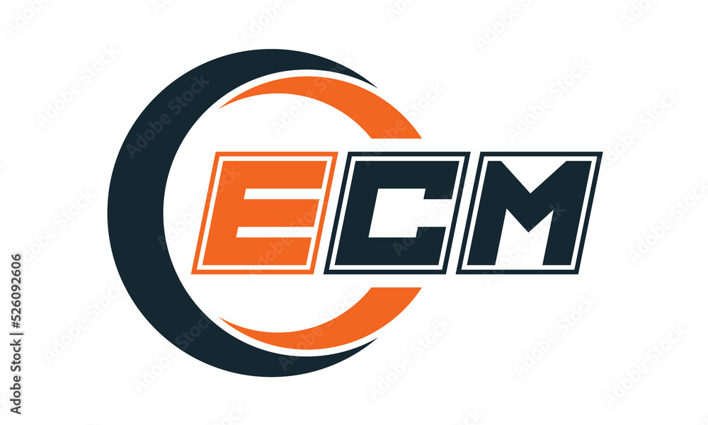ECM three-letter circle logo design. custom font logo vector template ...