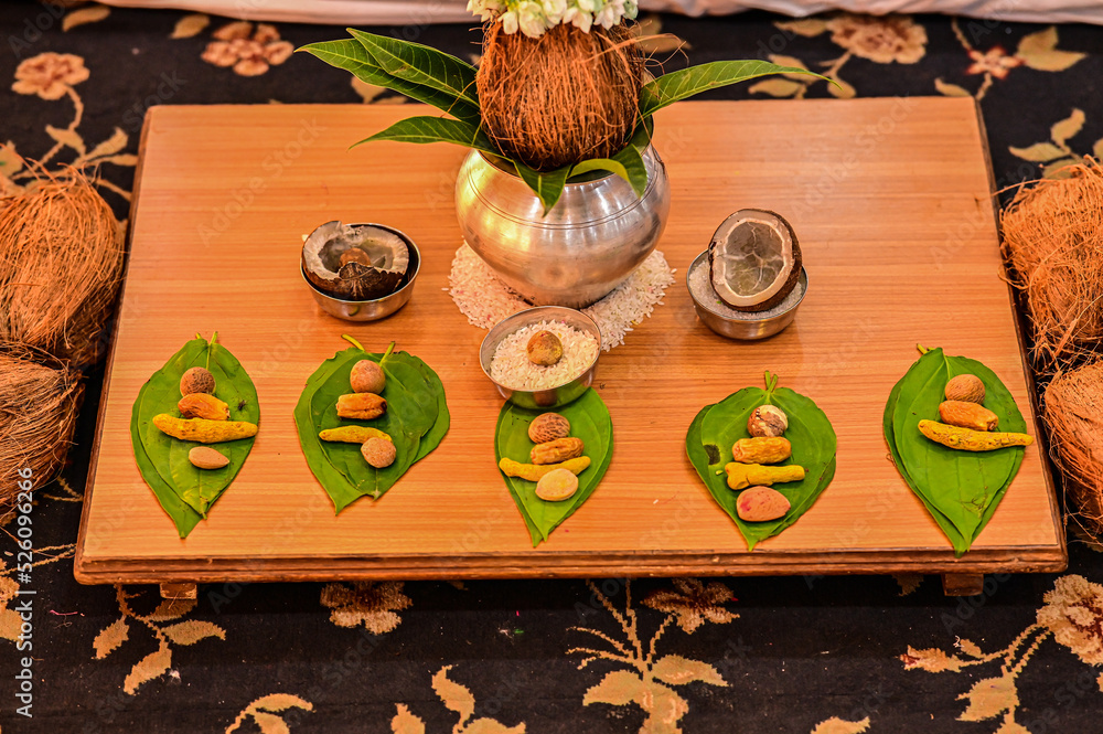 Coconut For Engagment. Hindu Worship Ceremony and Rituals With Coconut ...