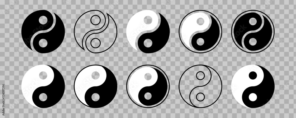 Yin yang symbol. Icon set vector illustration in different variations ...