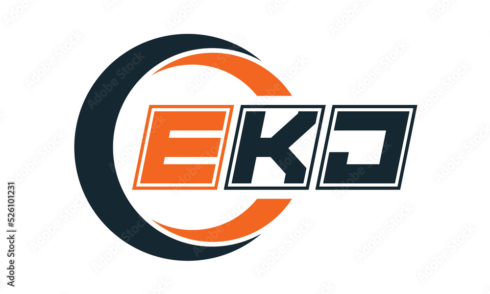 EKJ three-letter circle logo design. custom font logo vector template ...