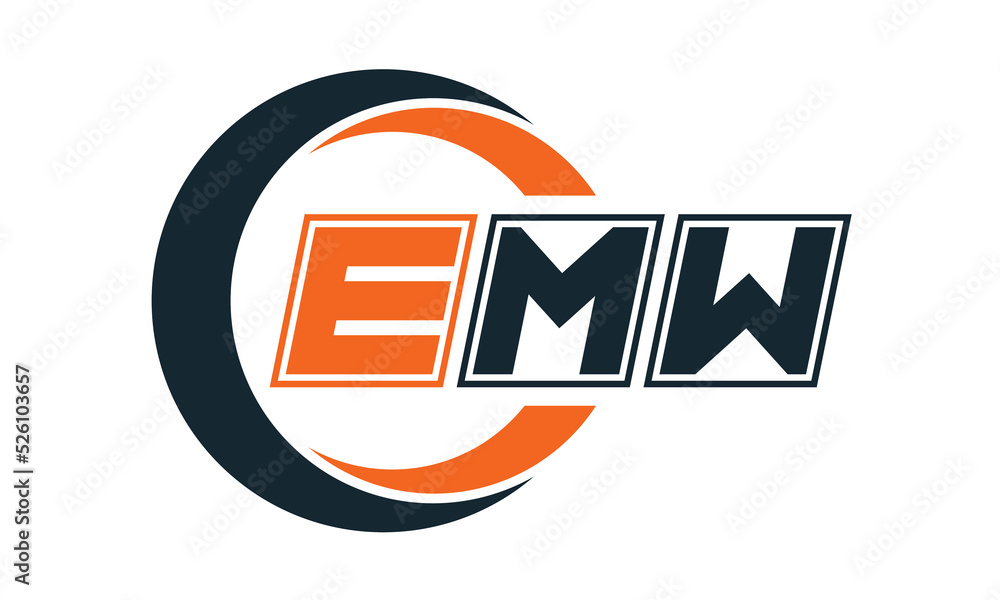 EMW three-letter circle logo design. custom font logo vector template ...