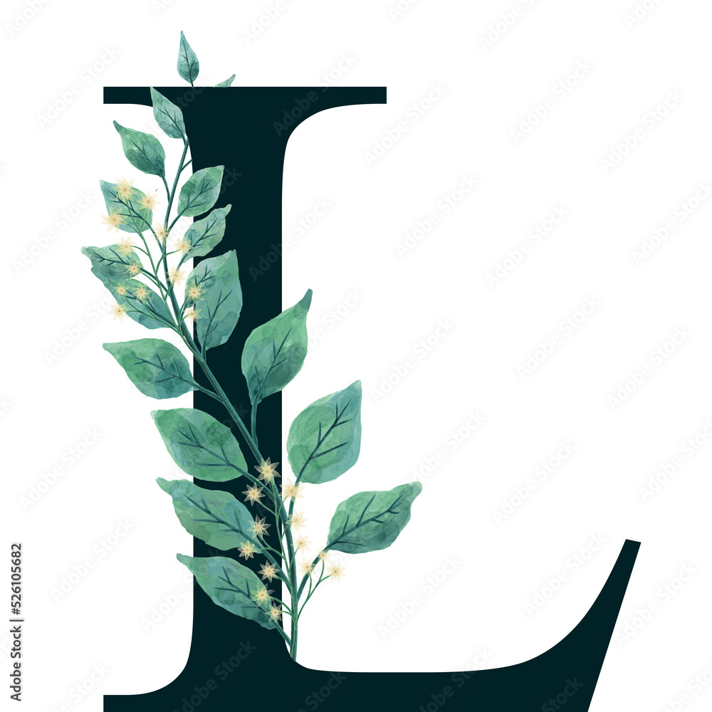 Black Letter L PNG with floral arrangement with transparent background Stock Illustration ...