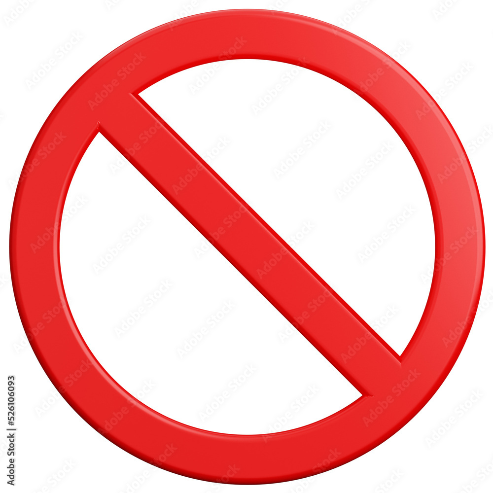 do not enter sign prohibited on transparent background. 3D Illustration ...