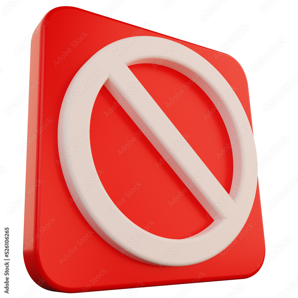 3d render of a forbidden sign not allowed on transparent background. 3D ...